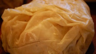 Chicken and Rice Pilaf wrapped in Filo, with Creamed Corn - That's What ...